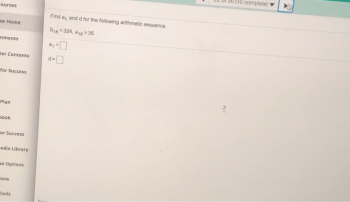 Solved 30 10 complete) "ourses Find a, and d for the | Chegg.com