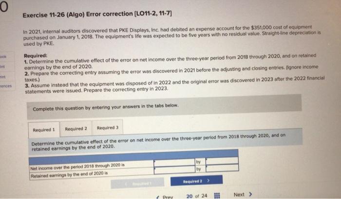 Solved o Exercise 11-26 (Algo) Error correction (LO11-2, | Chegg.com