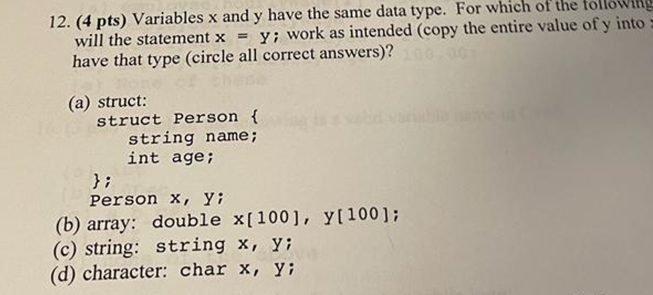 Solved (4 ﻿pts) ﻿Variables x ﻿and y ﻿have the same data | Chegg.com