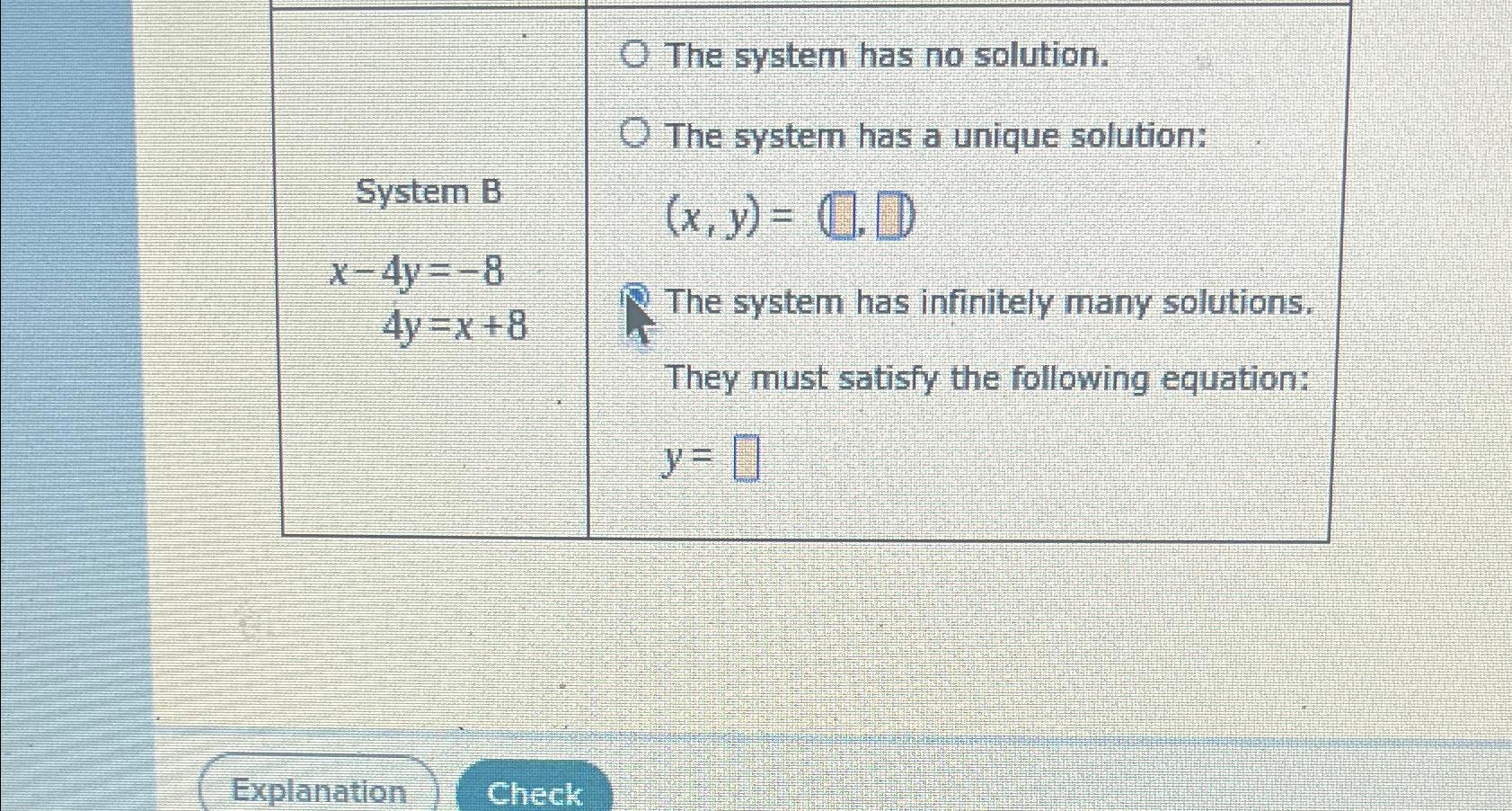 Solved The system has no solution.The system has a unique | Chegg.com