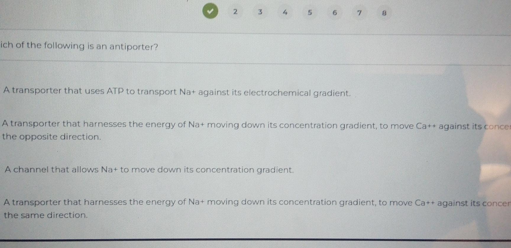 Solved ich of the following is an antiporter?A transporter | Chegg.com