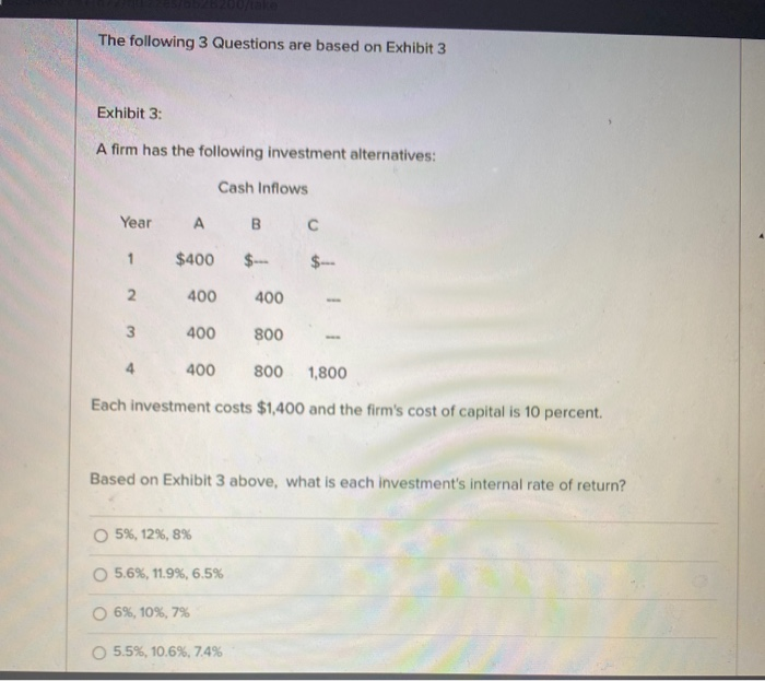 Solved The following 3 Questions are based on Exhibit 3 | Chegg.com