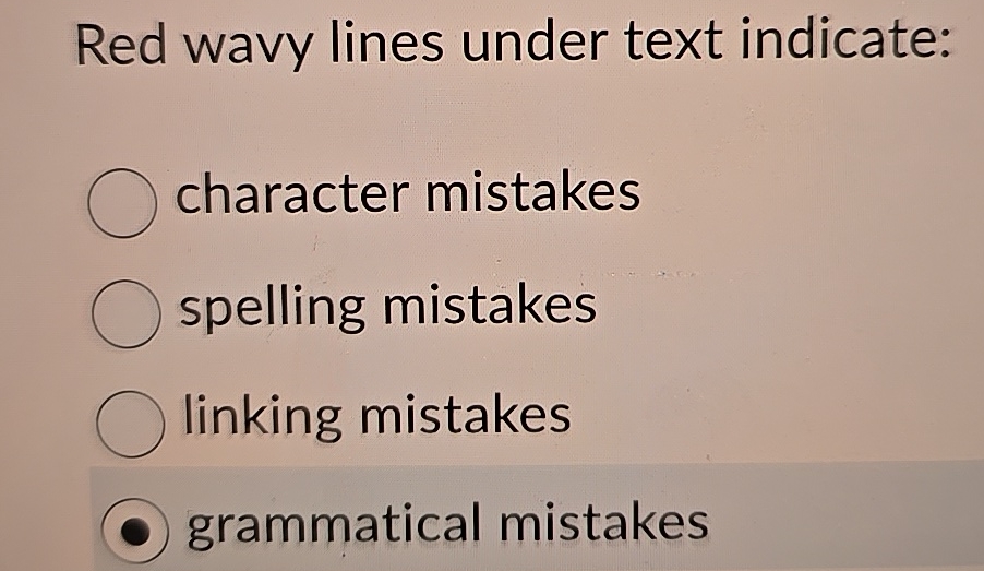 Solved Red wavy lines under text indicate:character | Chegg.com