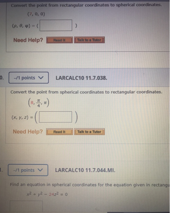 Solved Convert the point from rectangular coordinates to | Chegg.com