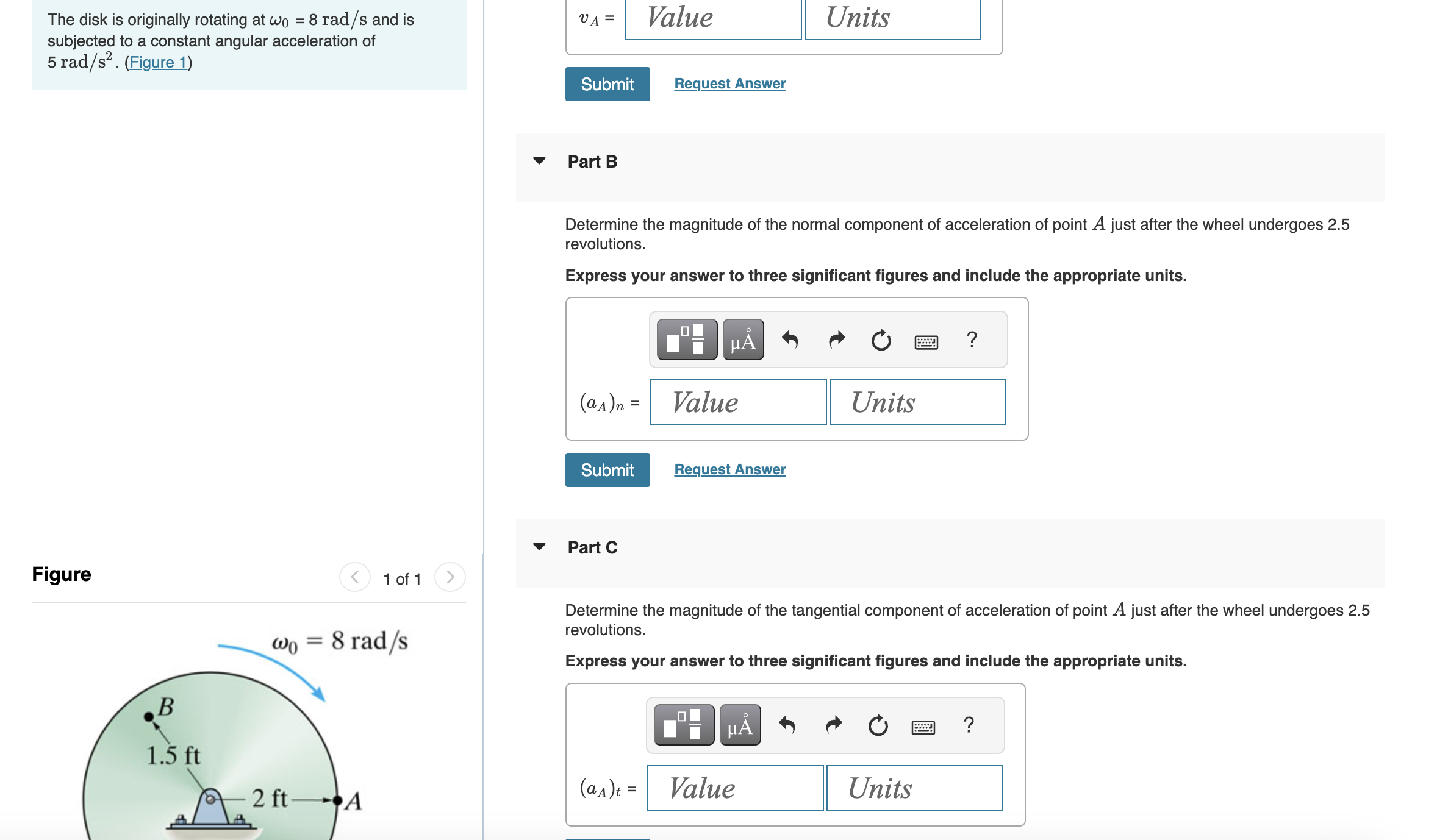 Solved The disk is originally rotating at ω0=8rads ﻿and | Chegg.com