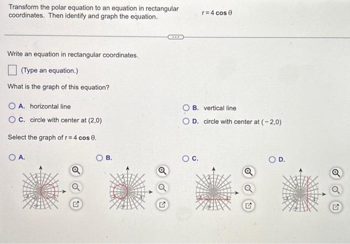 Solved Transform the polar equation to an equation in | Chegg.com