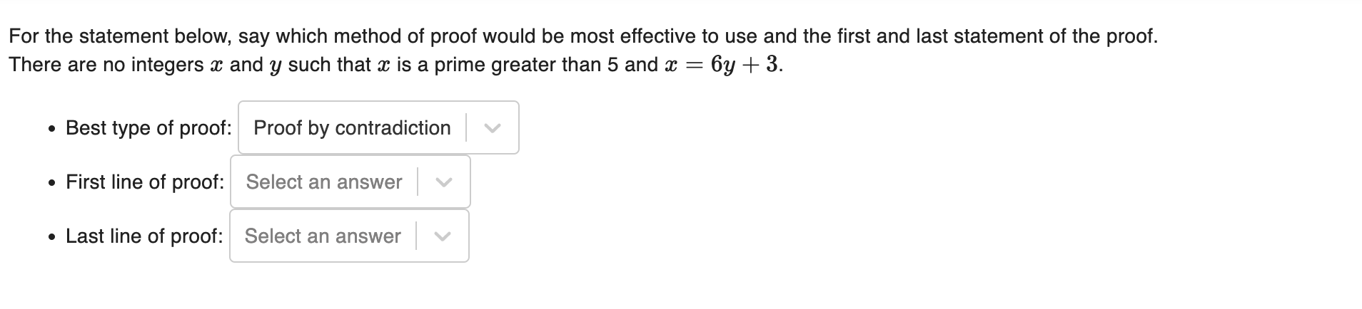 Solved For the statement below, say which method of proof | Chegg.com