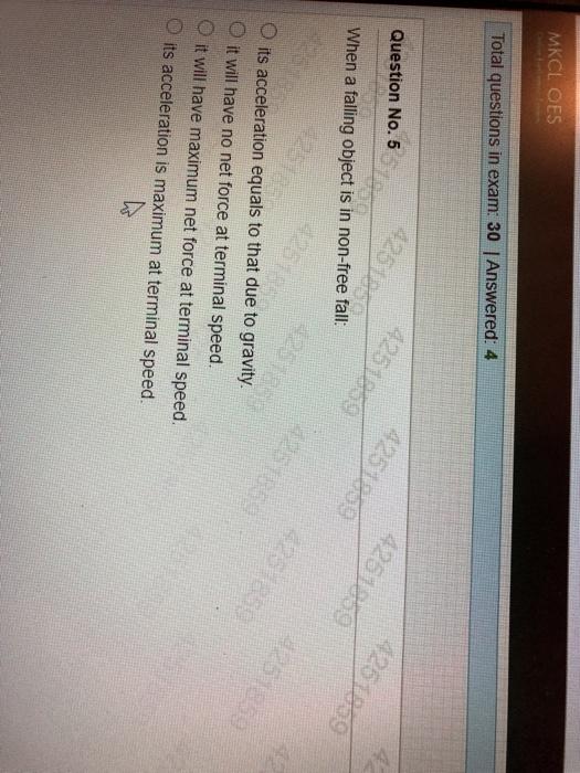 Solved MKCL OES Total questions in exam: 30 Answered: 4 425 | Chegg.com