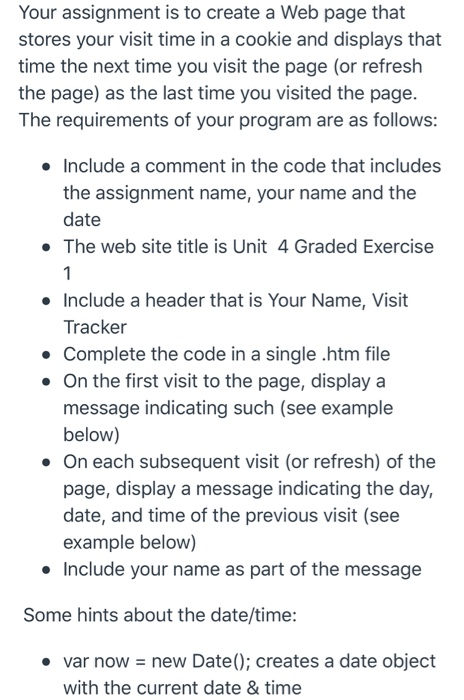 Solved Your assignment is to create a Web page that stores | Chegg.com