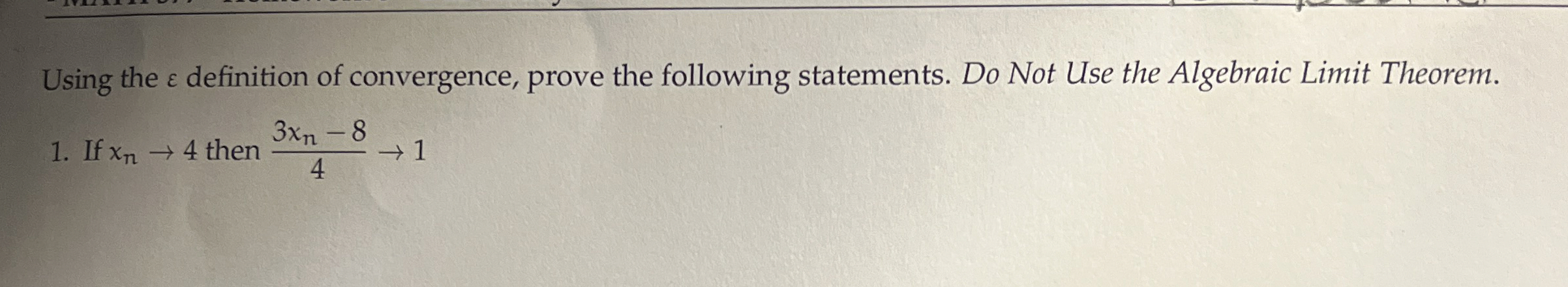Solved Using the ε ﻿definition of convergence, prove the | Chegg.com