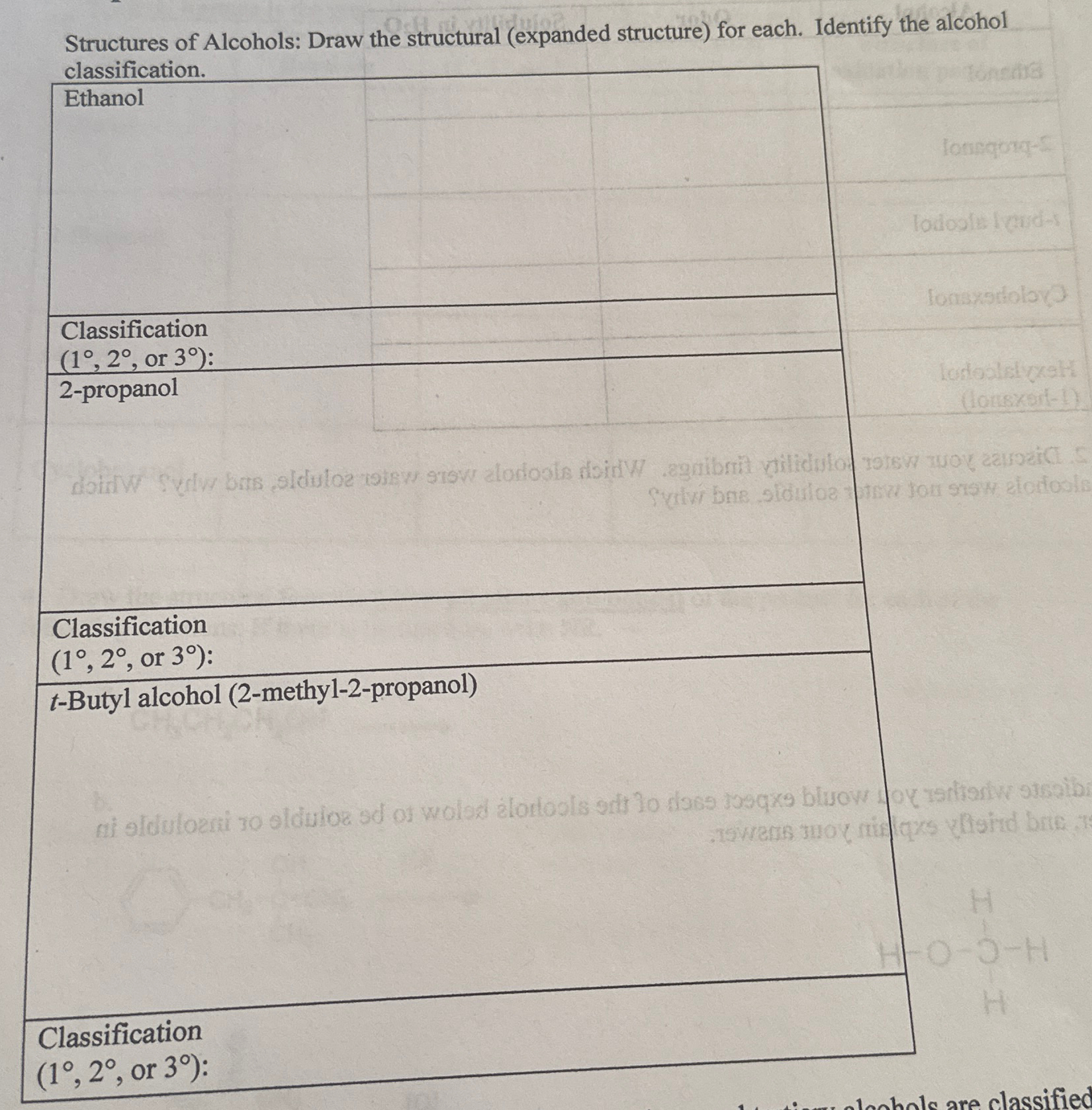 Solved Structures of Alcohols: Draw the structural (expanded | Chegg.com