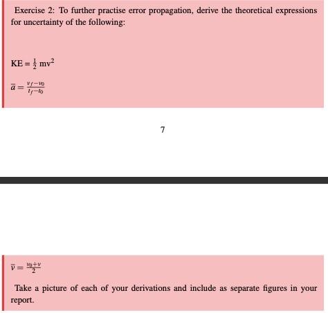 Solved Exercise 2: To further practise error propagation, | Chegg.com