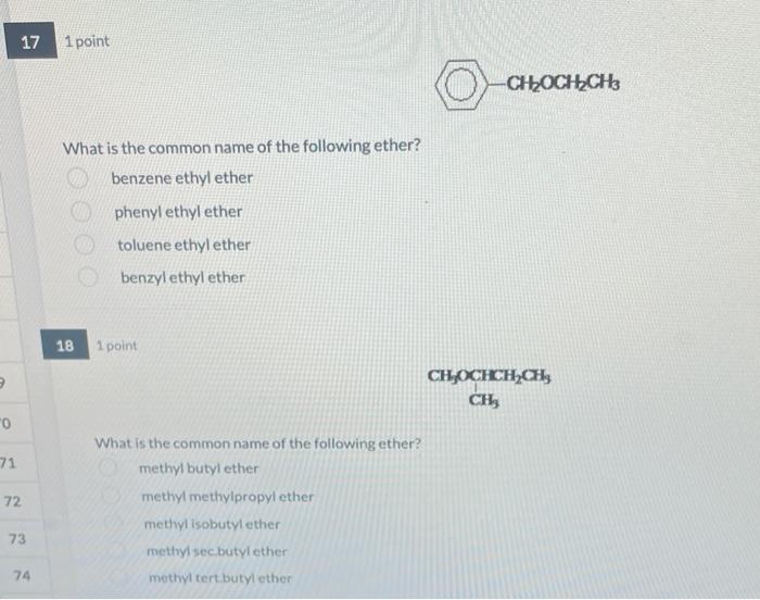 Solved What is the common name of the following ether? | Chegg.com