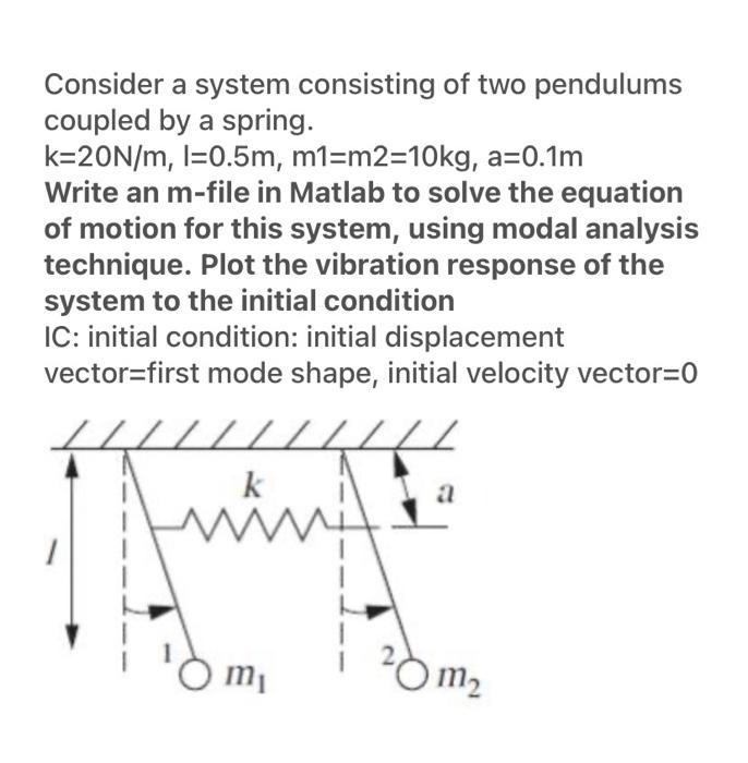 Solved Consider a system consisting of two pendulums coupled | Chegg.com