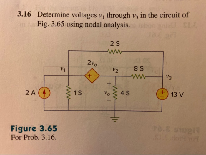 Solved 3.16 Determine voltages v1 through v3 in the circuit | Chegg.com