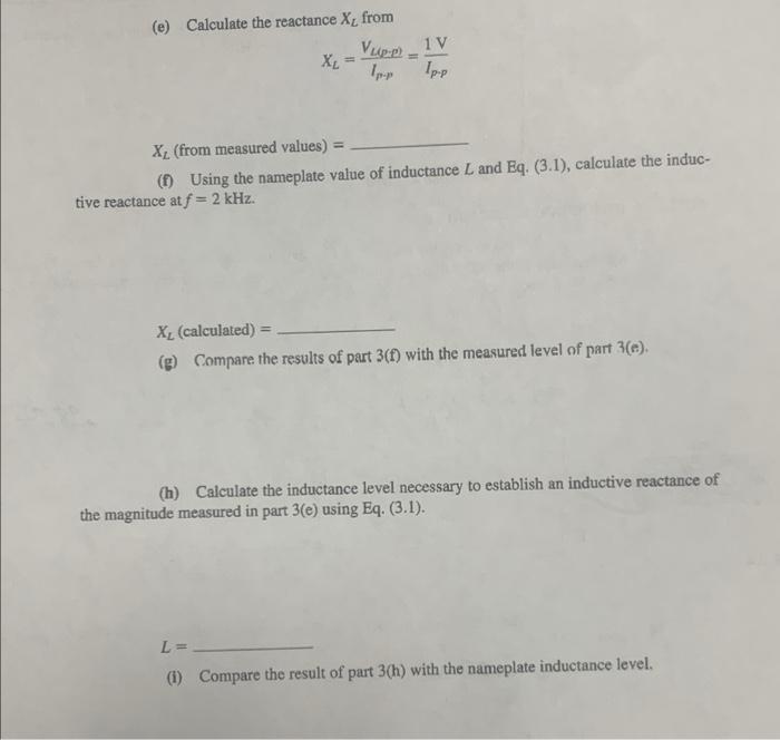 Solved Part 3 Inductive Reactance (a) Construct the network | Chegg.com