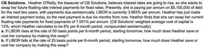 CB Solutions. Heather O'Reilly, the treasurer of CB | Chegg.com