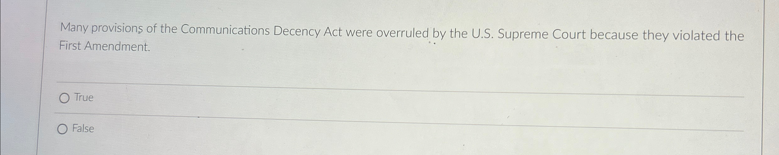 Solved Many provisions of the Communications Decency Act | Chegg.com