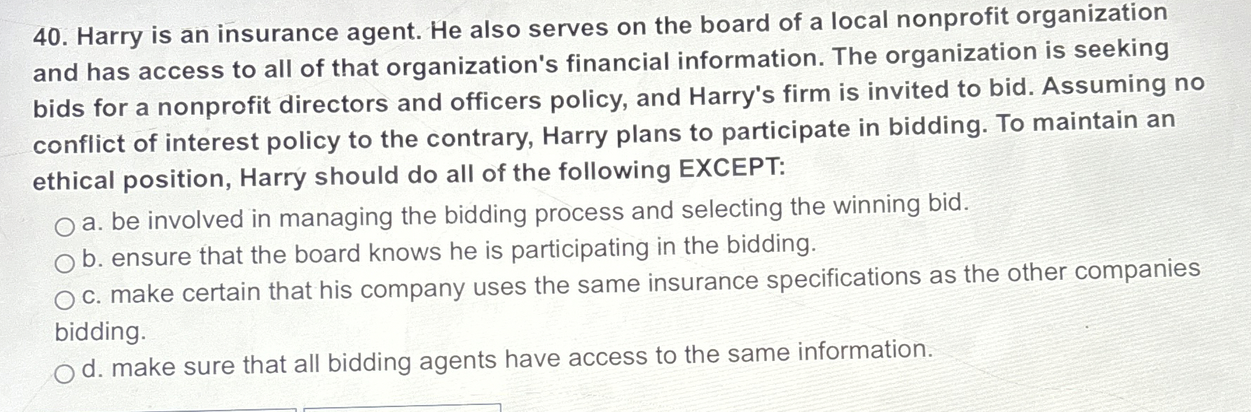 Solved Harry is an insurance agent. He also serves on the | Chegg.com
