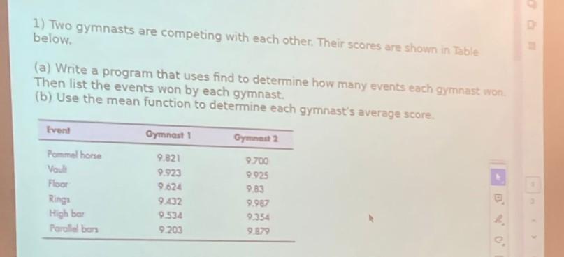Solved 1) Two gymnasts are competing with each other. Their | Chegg.com