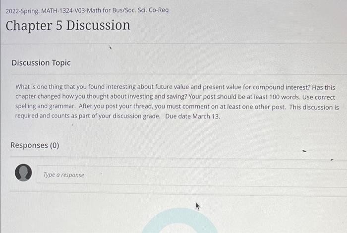 Solved 2022-Spring: MATH-1324-V03.Math for Bus/Soc. Sci. | Chegg.com