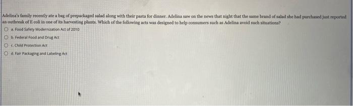 Solved Adelina's family recently ate a bag of prepackaged | Chegg.com