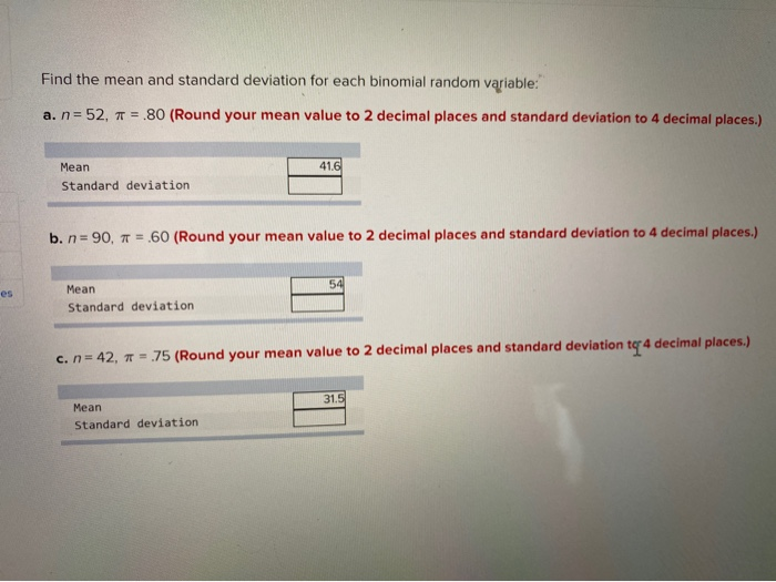 Solved Find the mean and standard deviation for each | Chegg.com