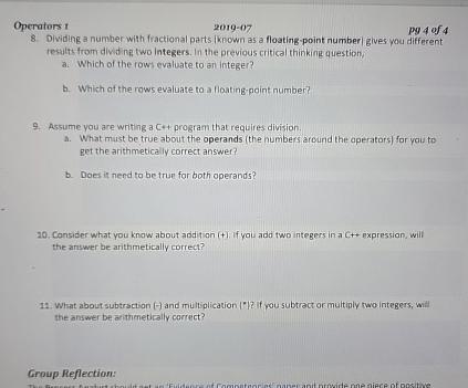 Solved Operaters 12019-07pg 4 ﻿of 48. ﻿Dividing a number | Chegg.com
