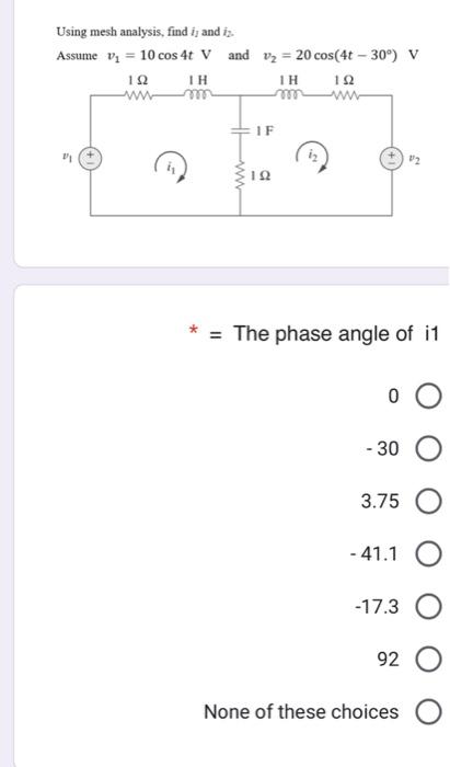 Solved Using mesh analysis, find il and i2. Assume | Chegg.com