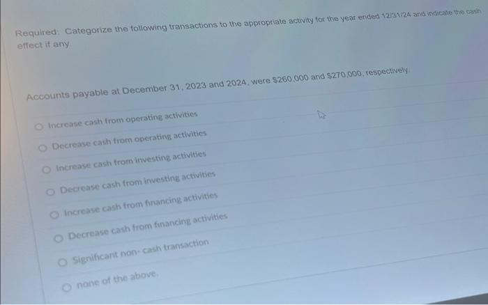 Solved Required: Categorize the following transactions to | Chegg.com