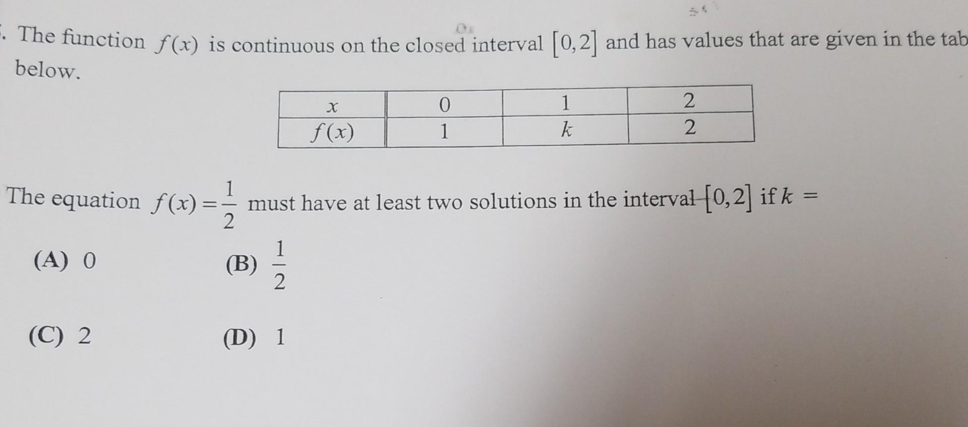 Solved The function f(x) is continuous on the closed | Chegg.com