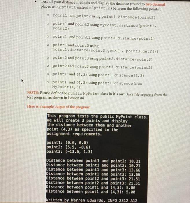 Solved Draw the UML diagram for the class MyPoint and then | Chegg.com