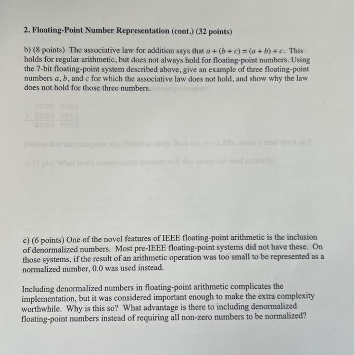 Solved Suppose we have a 7-bit computer that uses IEEE | Chegg.com
