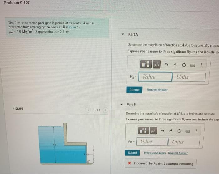 Solved Problem 9.127 The 2-m-wide rectangular gate is pinned | Chegg.com