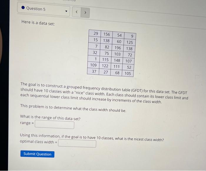 Solved Here is a data set: The goal is to construct a | Chegg.com