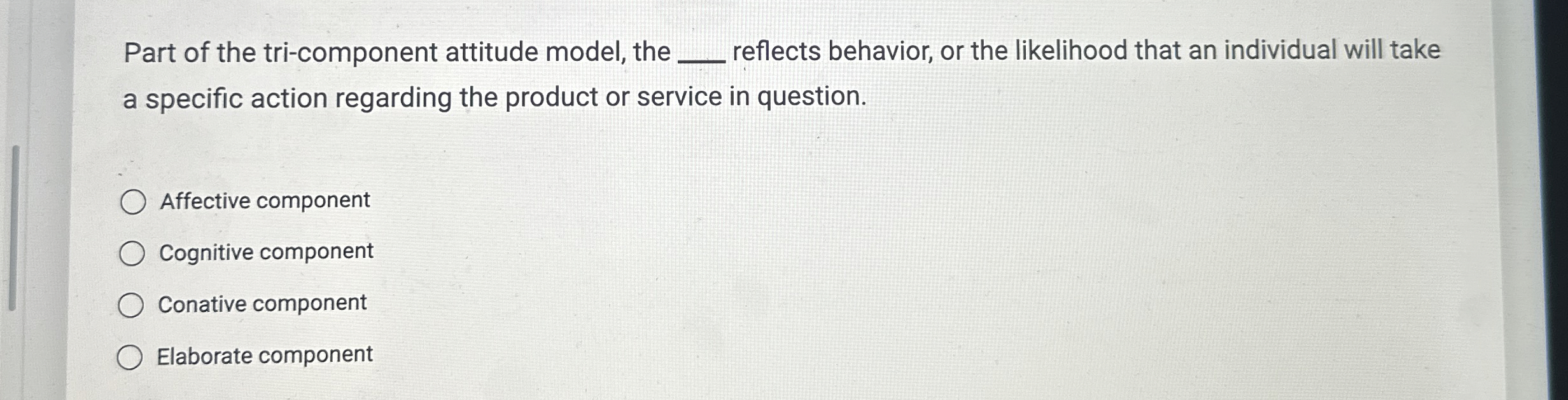 Solved Part of the tri-component attitude model, thereflects | Chegg.com