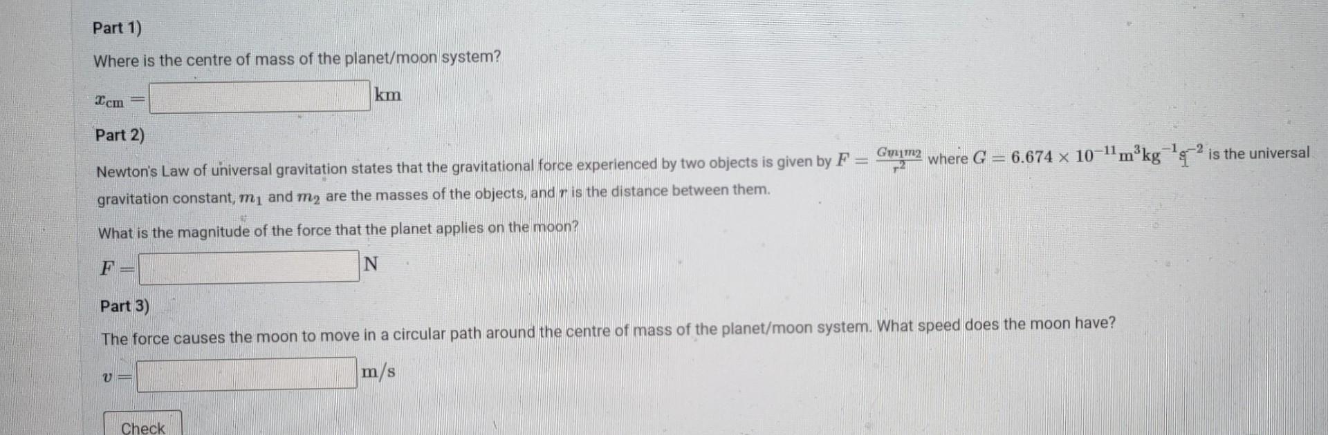 Solved A moon with a mass of 2.39×1022 kg orbits a planet | Chegg.com