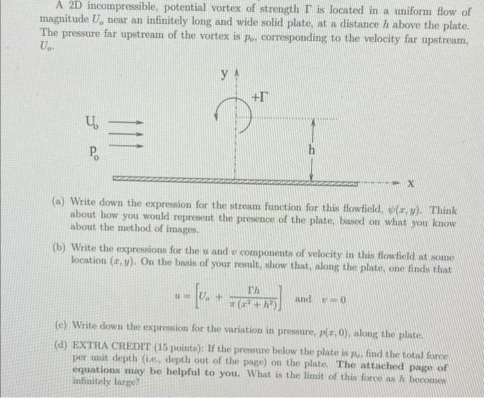 Solved A 2D incompressible, potential vortex of strength I | Chegg.com