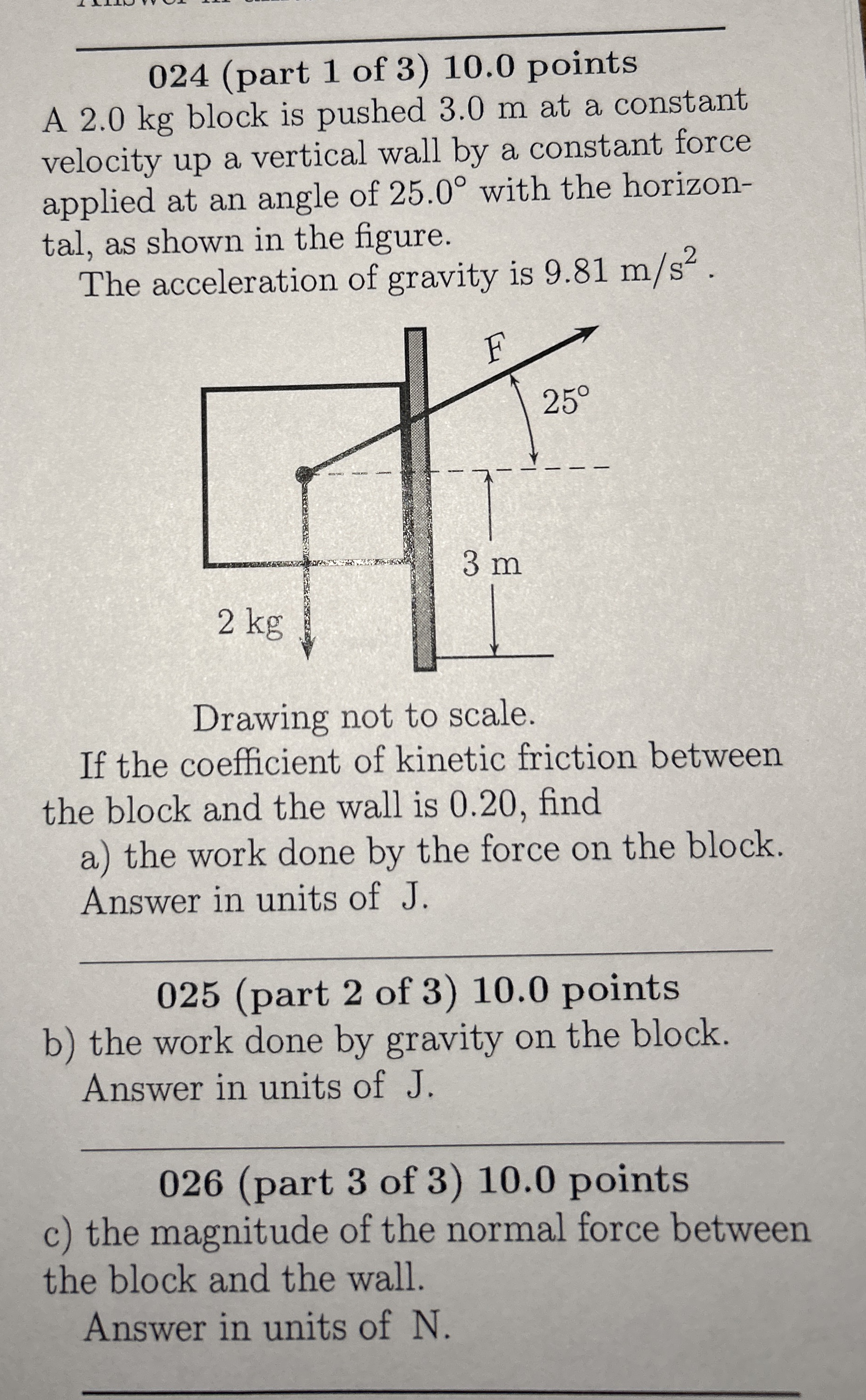 Solved 024 (part 1 ﻿of 3 ) 10.0 ﻿pointsA 2.0 ﻿kg block is | Chegg.com