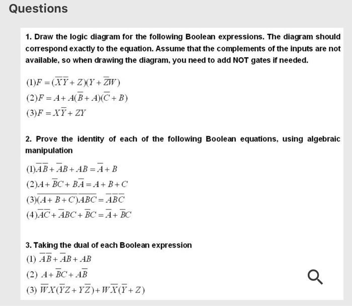 Solved Questions 1. Draw the logic diagram for the following | Chegg.com