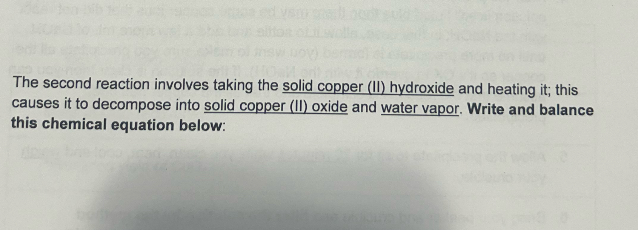 Solved The second reaction involves taking the solid copper | Chegg.com