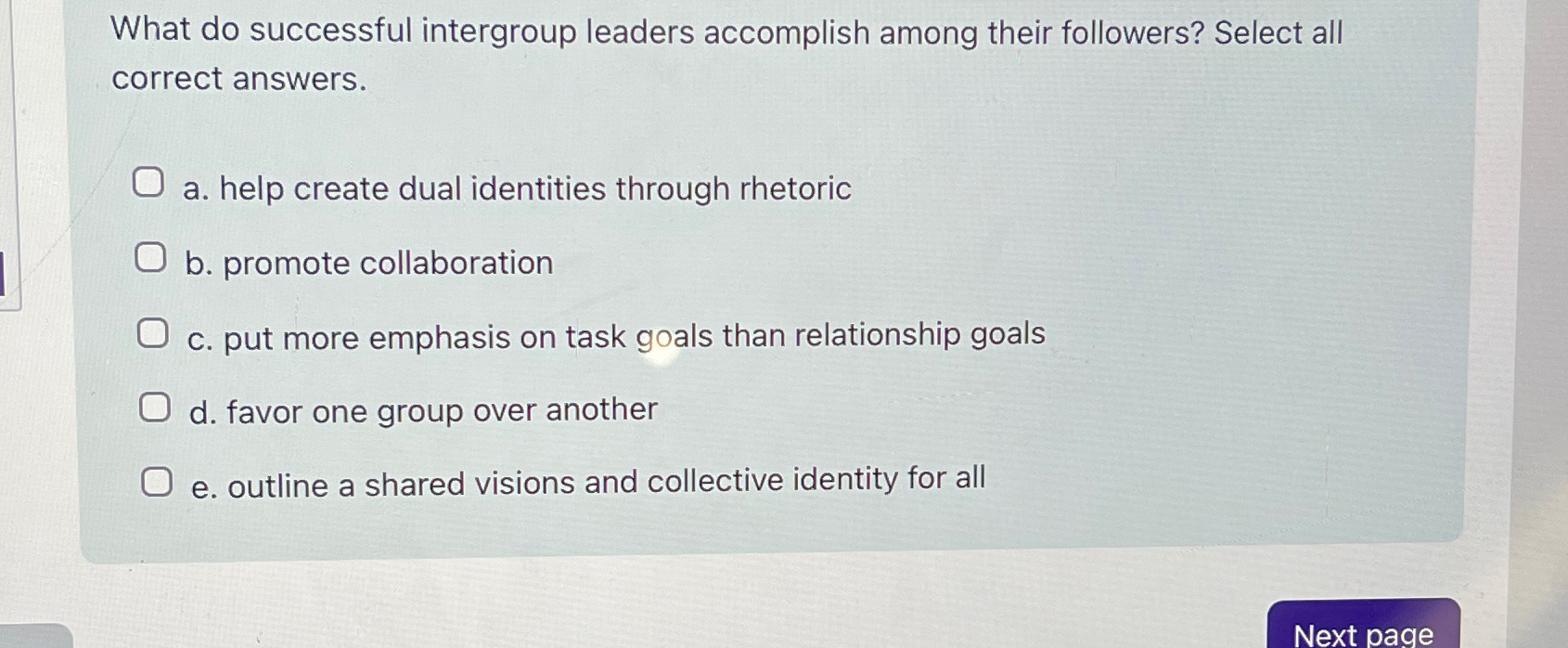 Solved What do successful intergroup leaders accomplish | Chegg.com