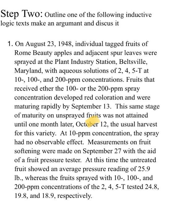 Step Two: Outline one of the following inductive | Chegg.com