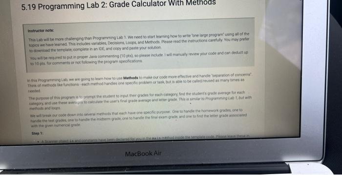 5. 19 Programming Lab 2: Grade Calculator With | Chegg.com