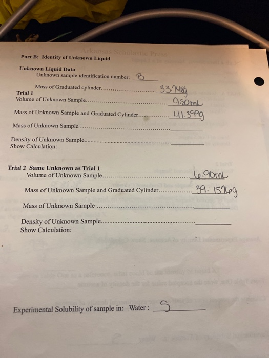 Solved Lab 4 Data Sheet: Identity of a Liquid Name Die | Chegg.com