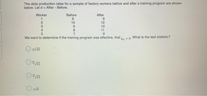 Solved After 9 The daily production rates for a sample of | Chegg.com
