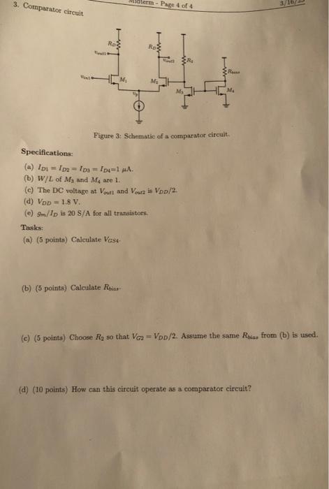 3. Comparator circuit Figure 3: Schematic of a | Chegg.com
