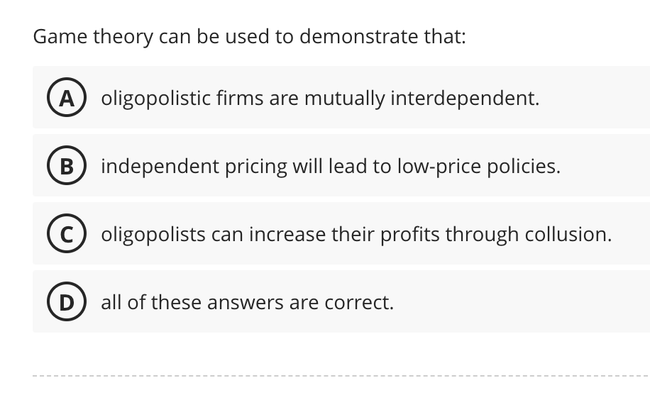 Solved Game theory can be used to demonstrate | Chegg.com
