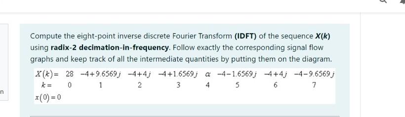 Solved ♡ Compute the eight-point inverse discrete Fourier | Chegg.com