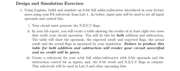 Design and Simulation Exercises 1. Using Logisim, | Chegg.com